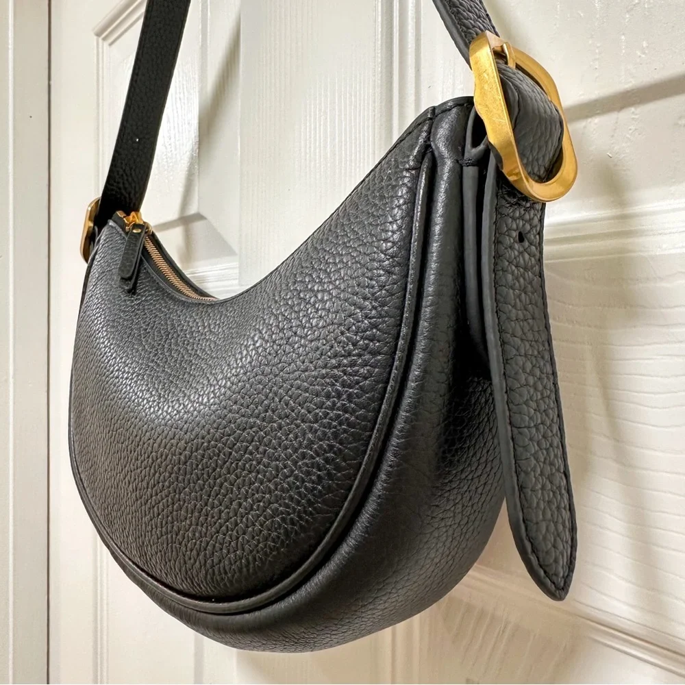 Quince | Bags | Quince Mini Crescent Italian Leather Black Shoulder Bag ...
